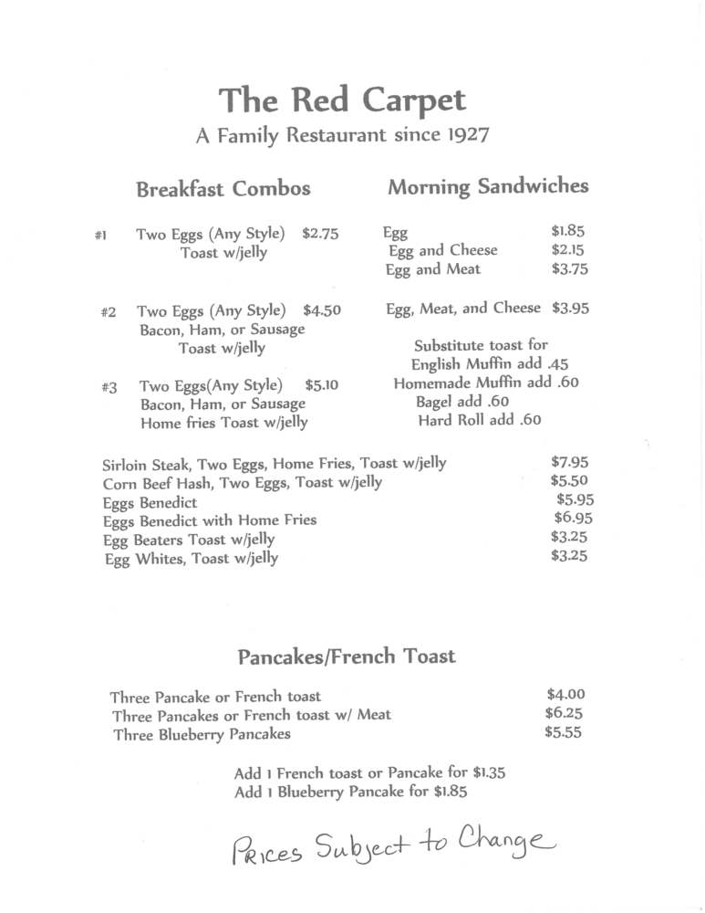 BerkshireMenus.com - Red Carpet Restaurant