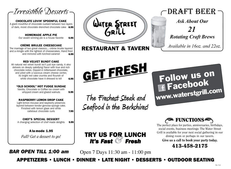 BerkshireMenus.com - Water Street Grill