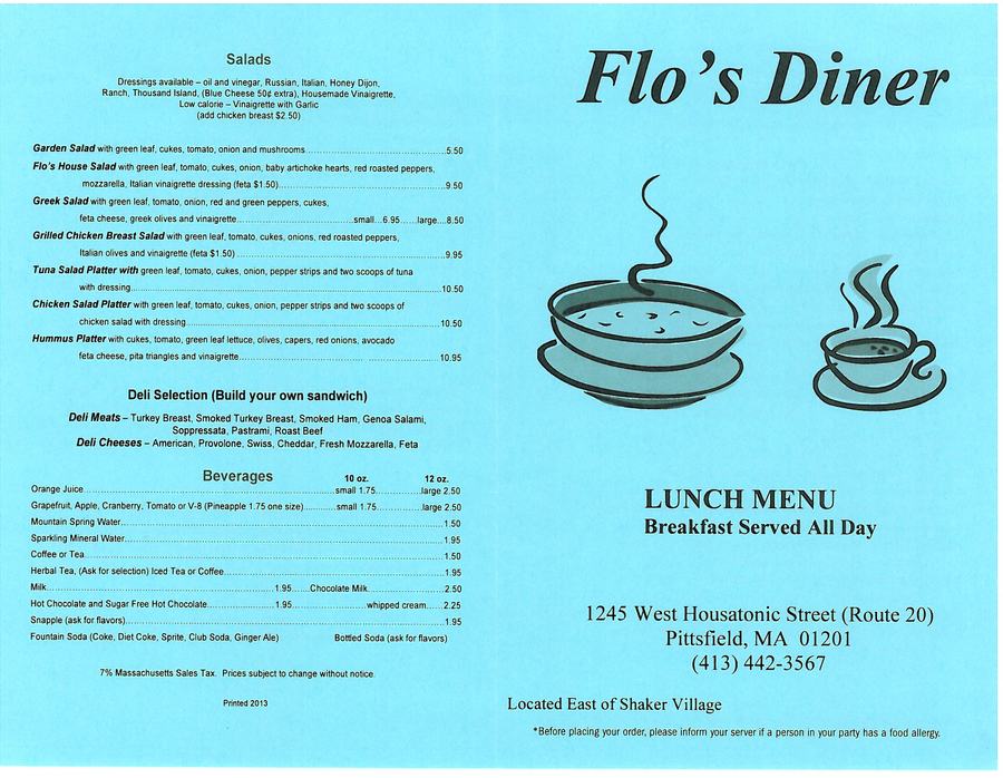 BerkshireMenus.com - Flo's Diner