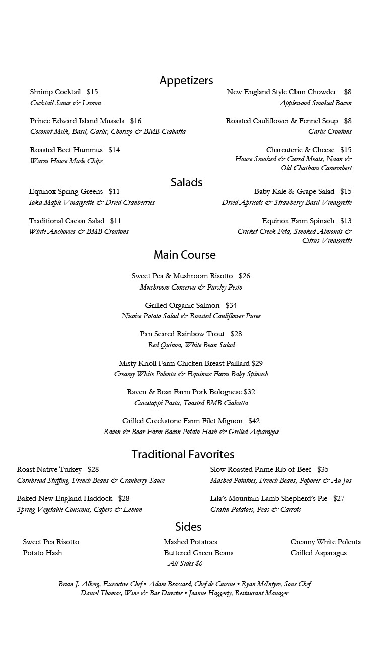 BerkshireMenus.com - The Red Lion Inn