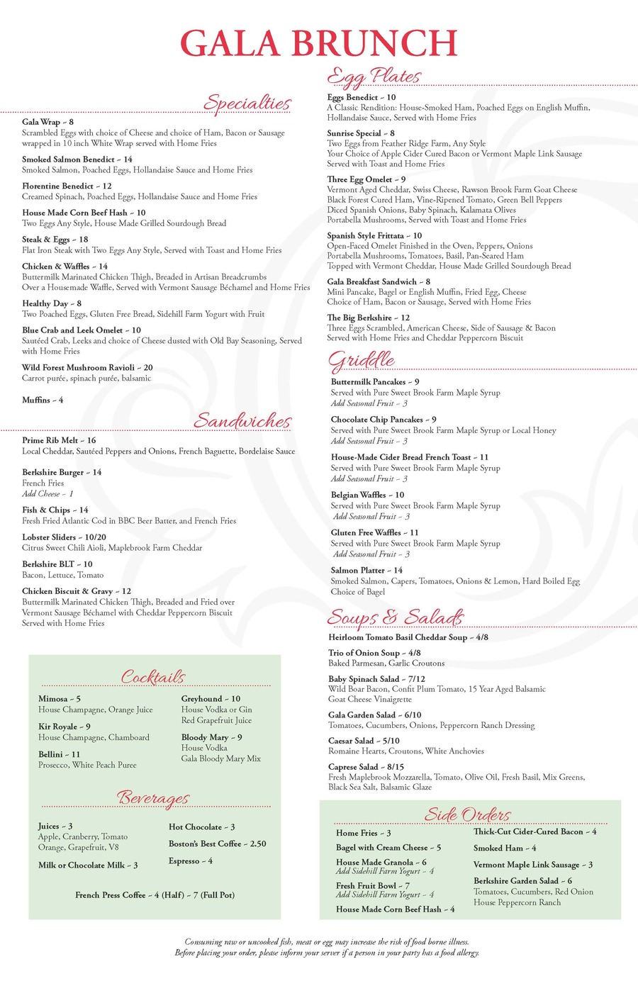 BerkshireMenus.com - Gala Restaurant and Bar
