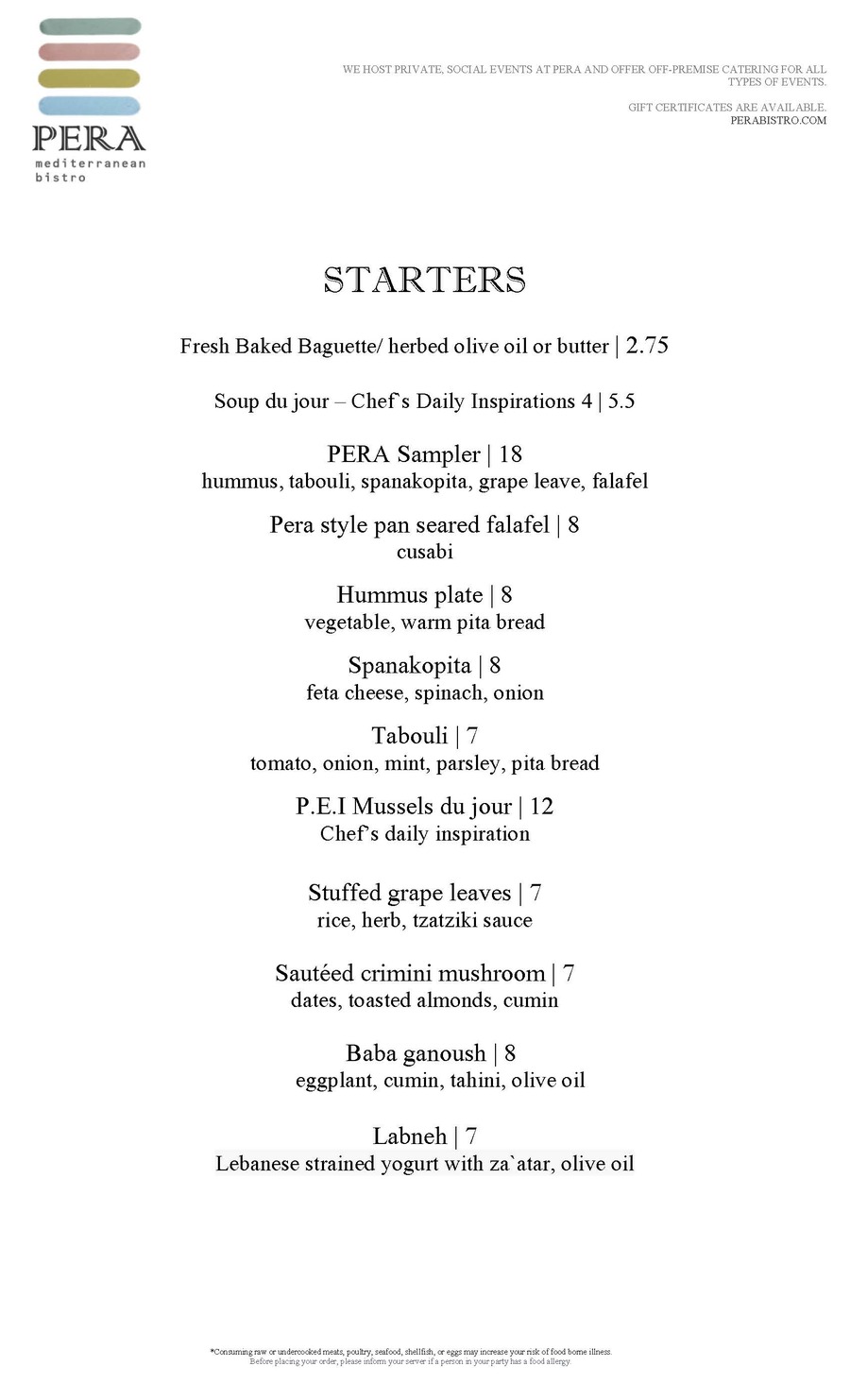 BerkshireMenus.com - Pera Bistro