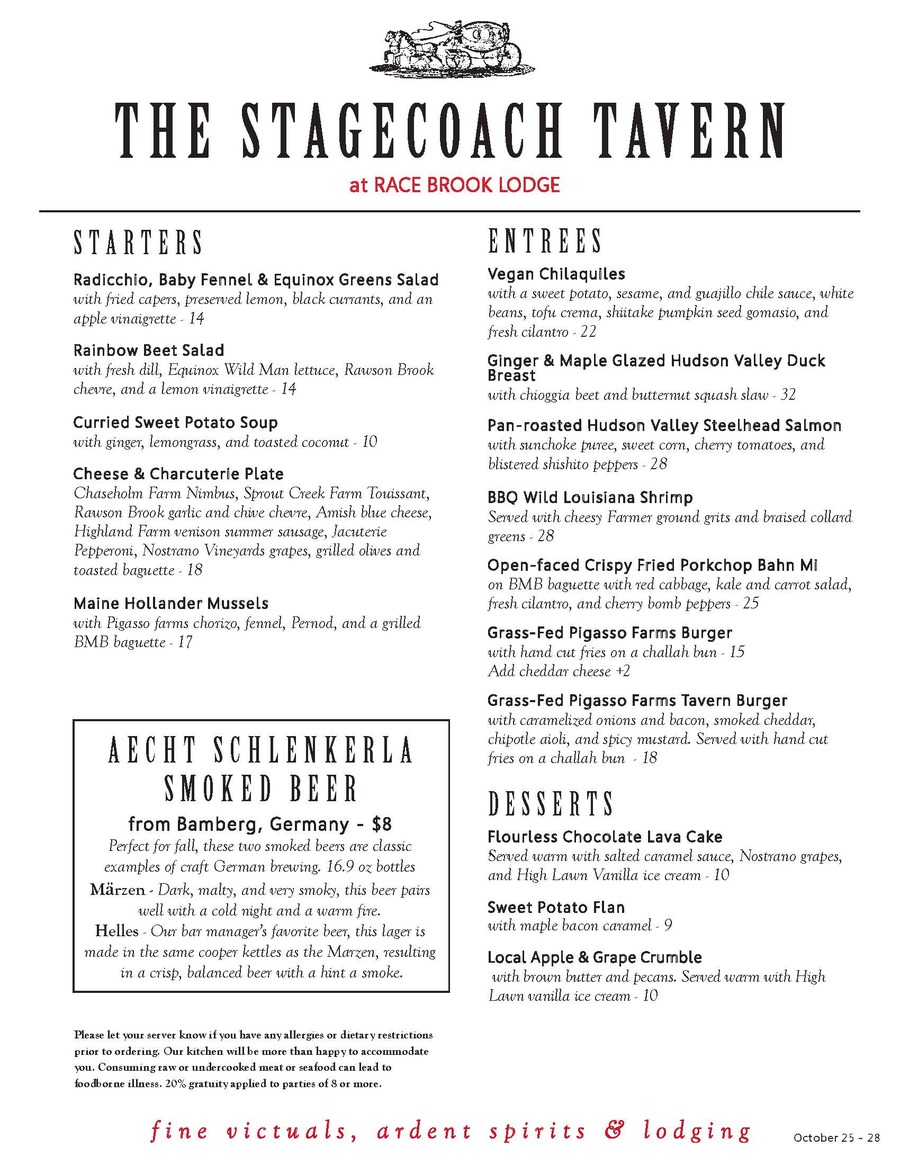 BerkshireMenus.com - Stagecoach Tavern