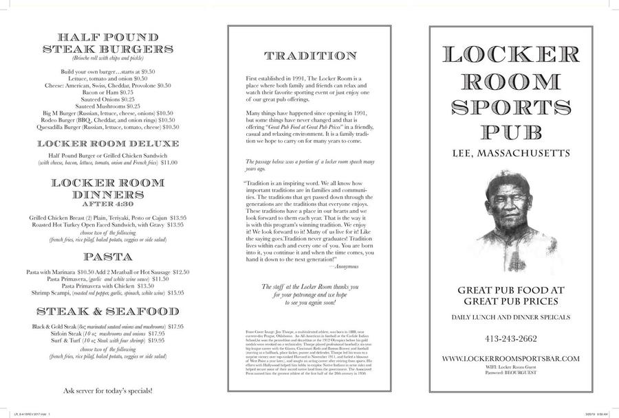 BerkshireMenus.com - The Locker Room Sports Pub