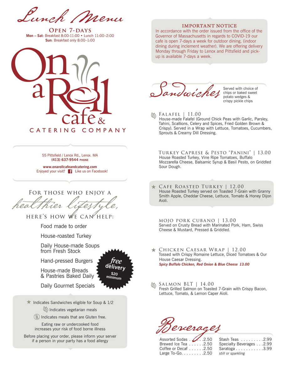 BerkshireMenus.com - On A Roll