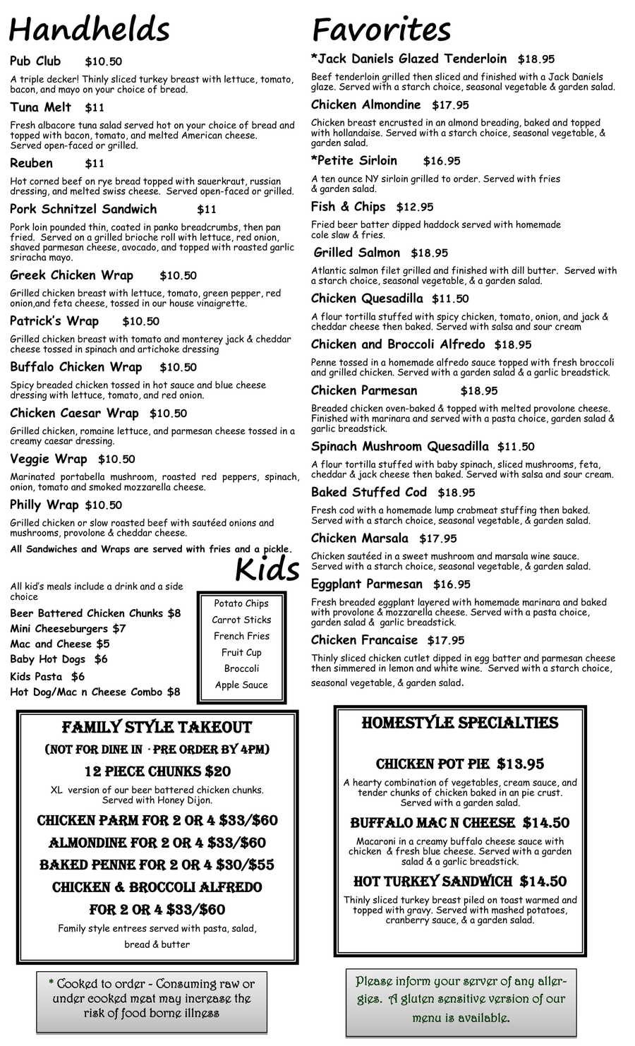 BerkshireMenus.com - Patrick's Pub