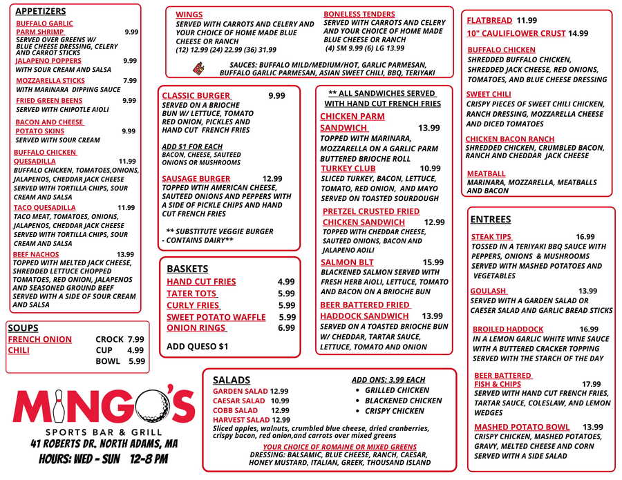 BerkshireMenus.com - Mingo's