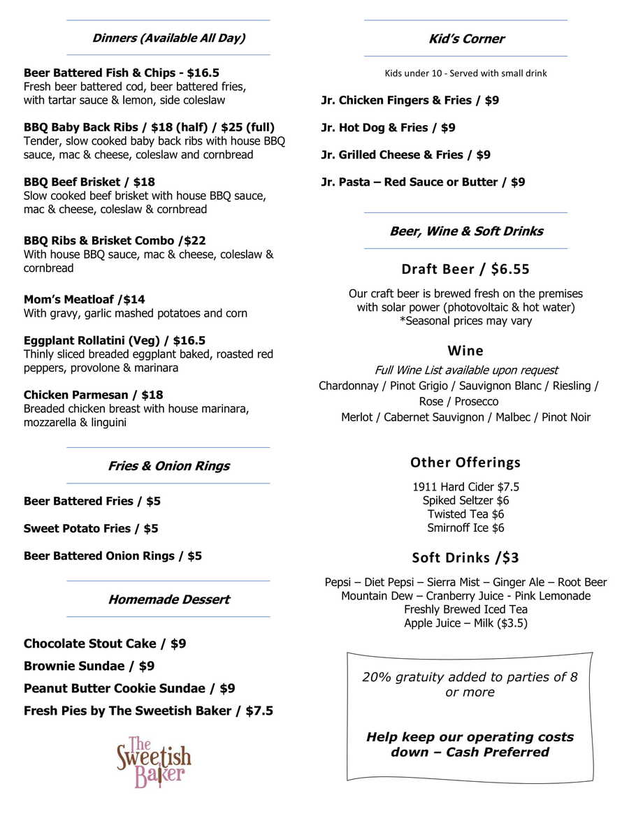 BerkshireMenus.com - Barrington Brewery and Restaurant