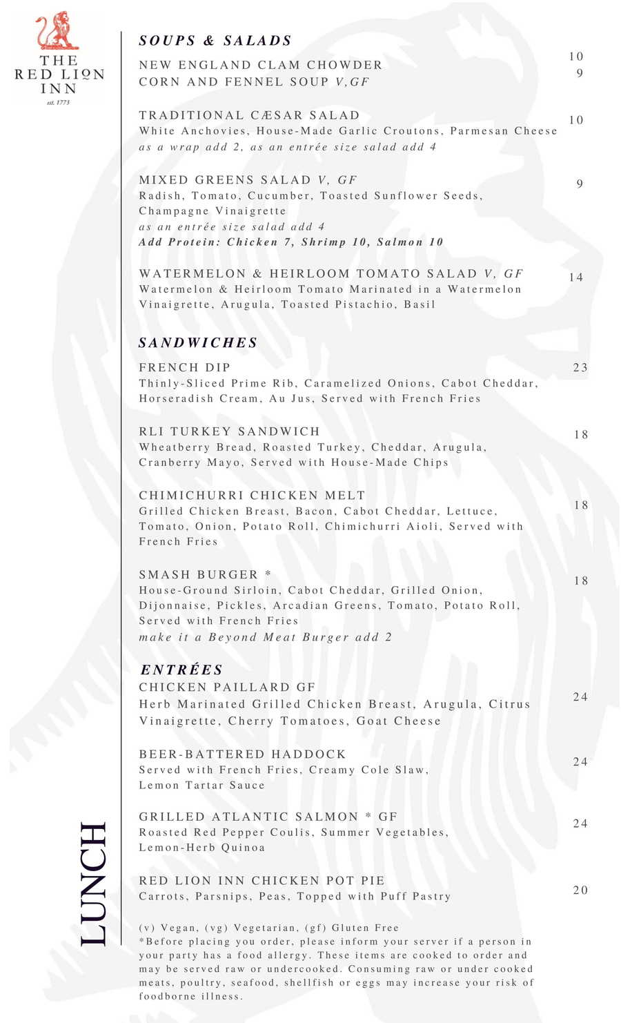 BerkshireMenus.com - The Red Lion Inn