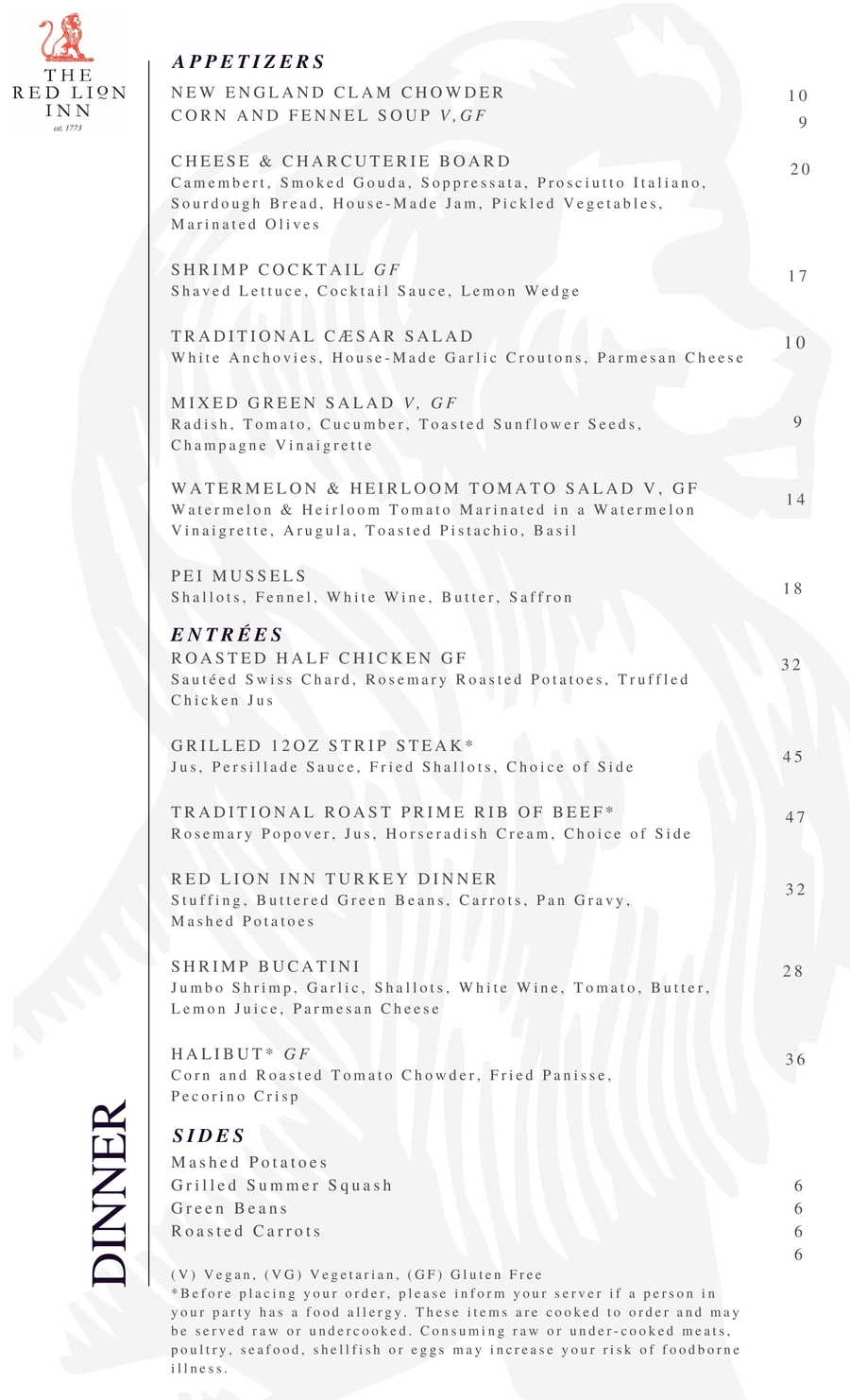 BerkshireMenus.com - The Red Lion Inn