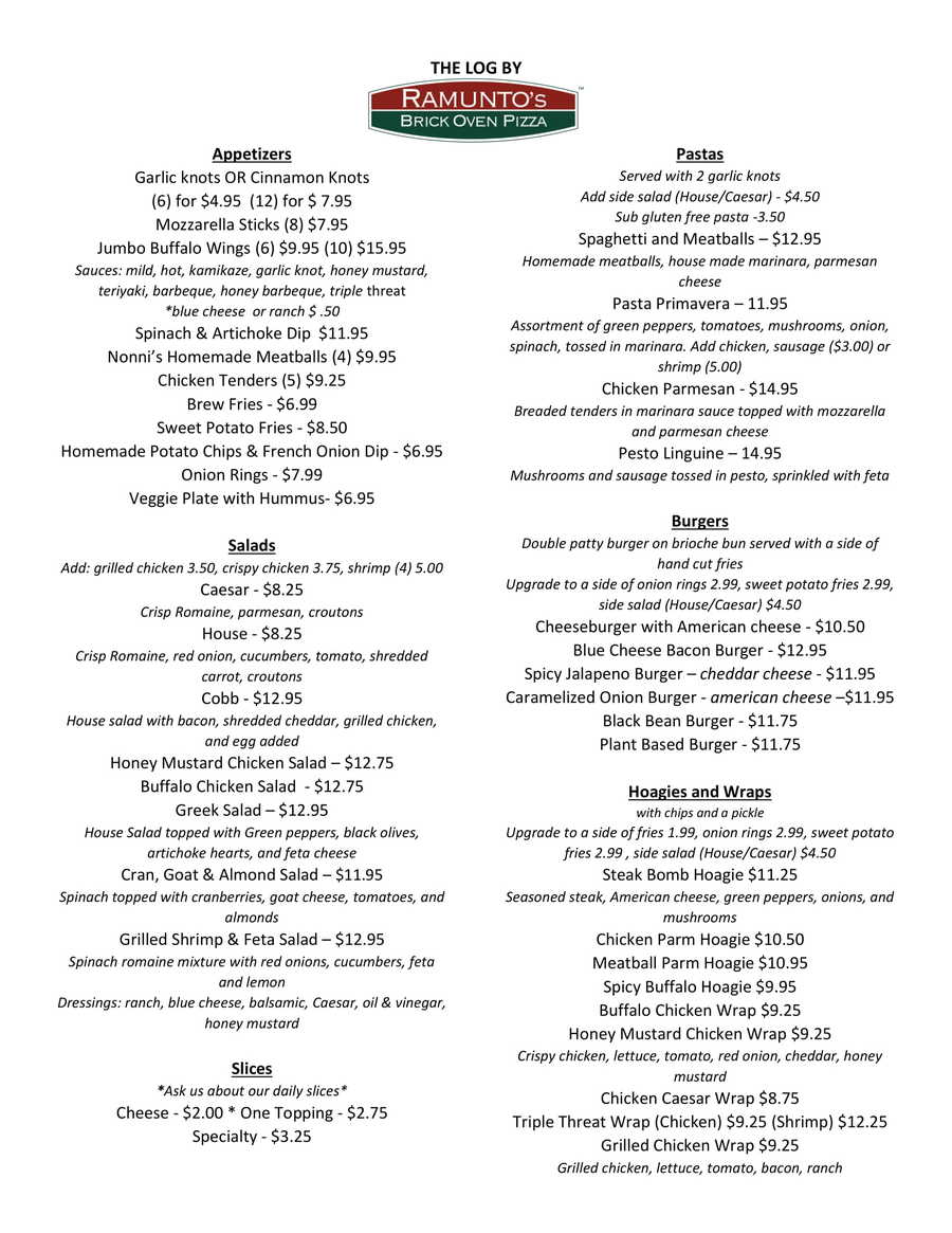 BerkshireMenus.com - The Log by Ramunto's