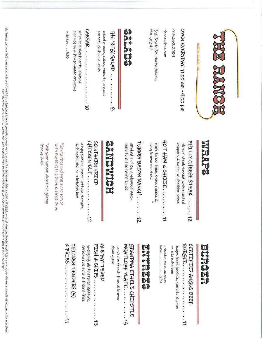 BerkshireMenus.com - The Ranch