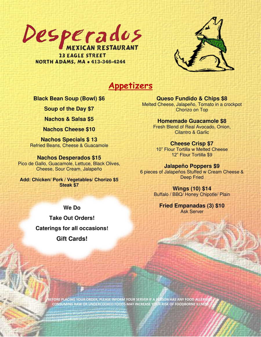 BerkshireMenus.com - Desperados