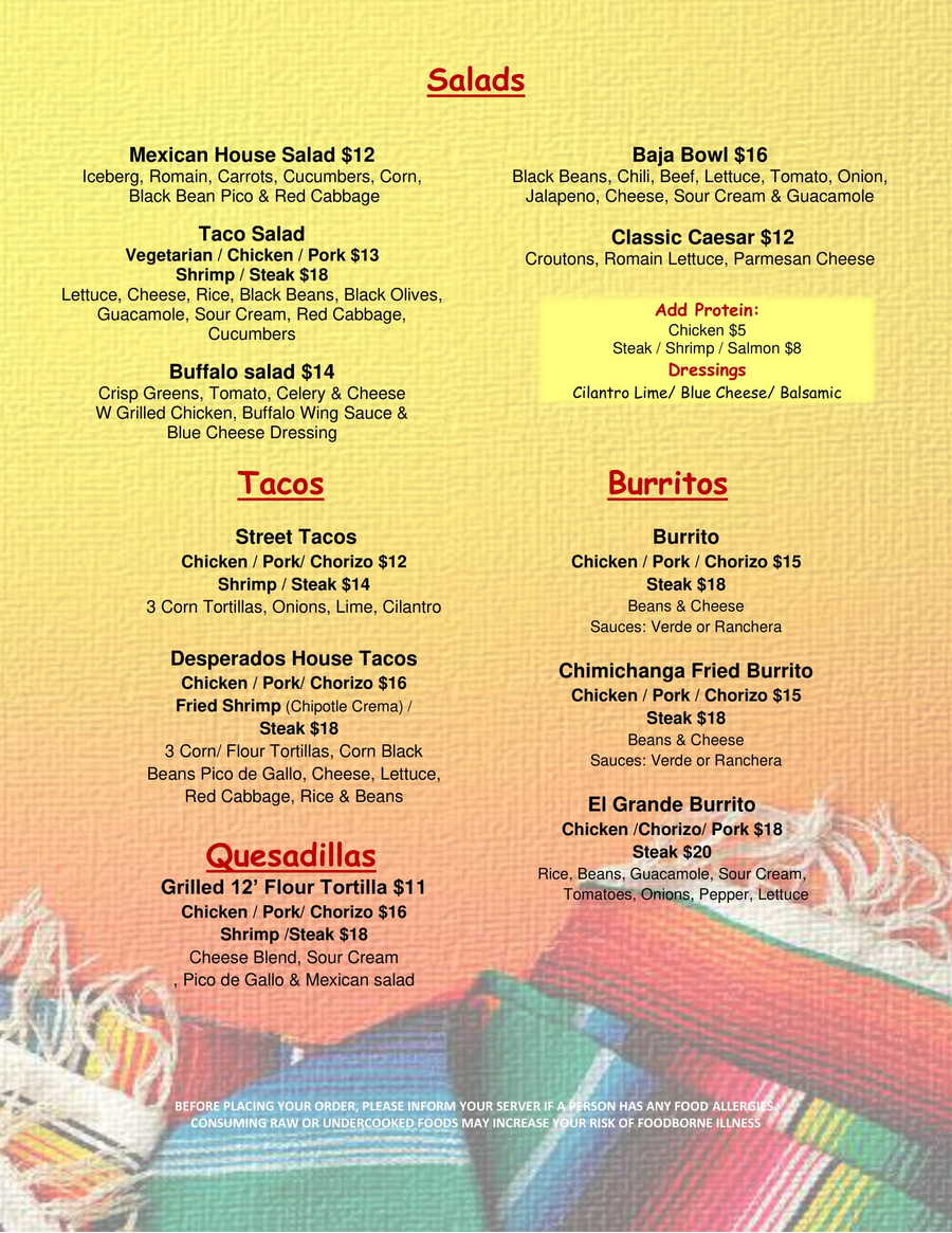 BerkshireMenus.com - Desperados