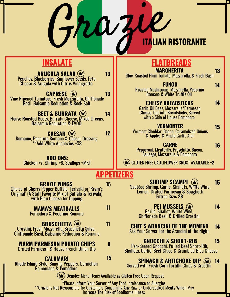 Italian Restaurant Menu